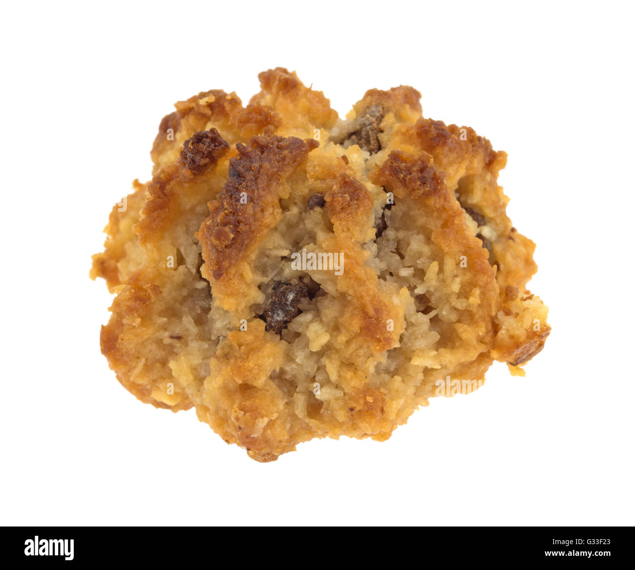A single chocolate chip macaroon isolated on a white background Stock ...
