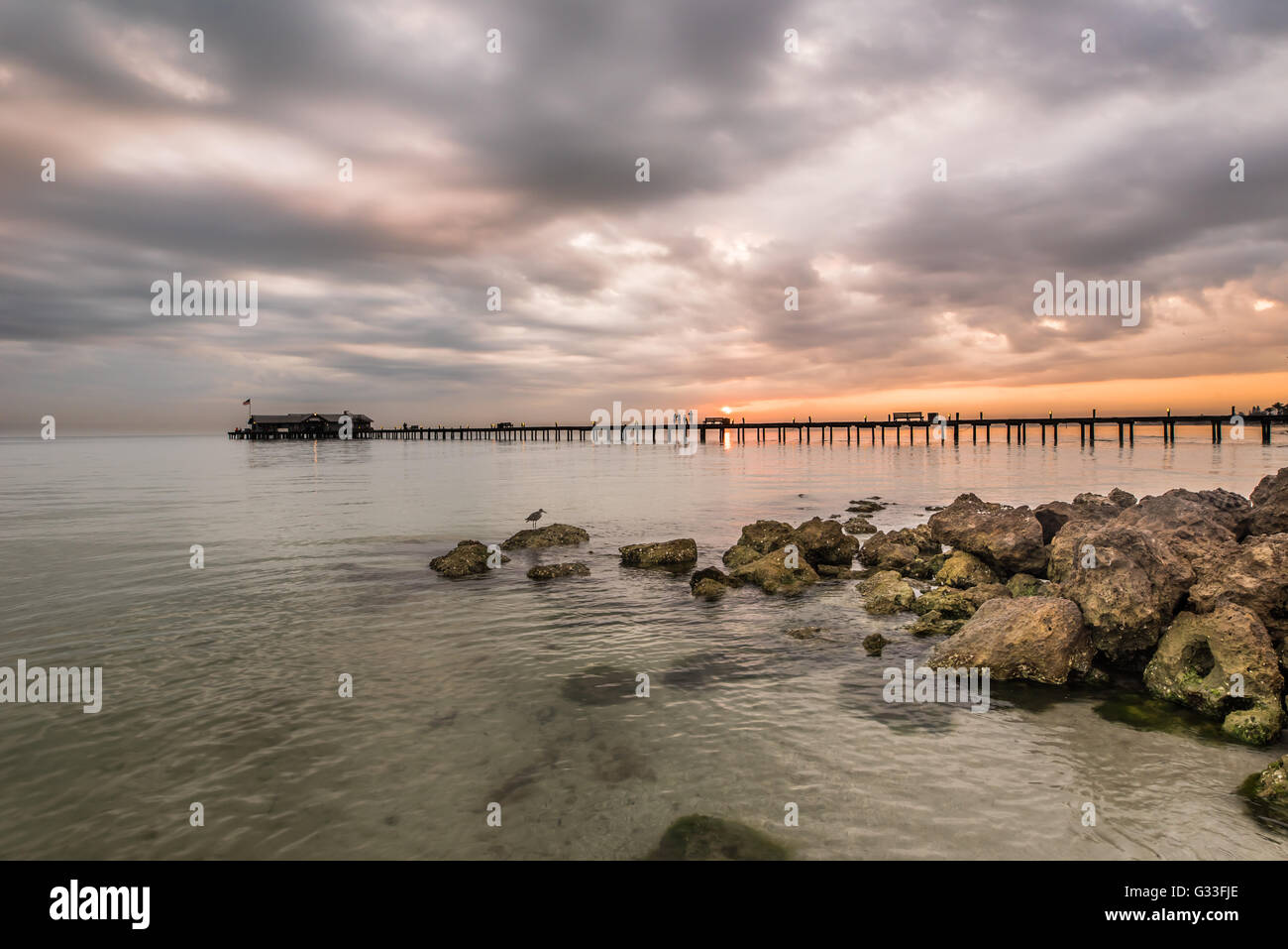 Sunrise at Anna Maria City Pier, Anna Maria Island, Florida Stock Photo ...
