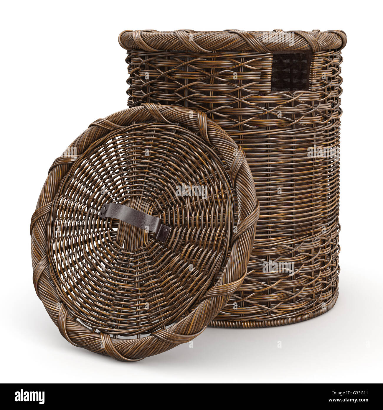 Empty wicker big basket Stock Photo - Alamy