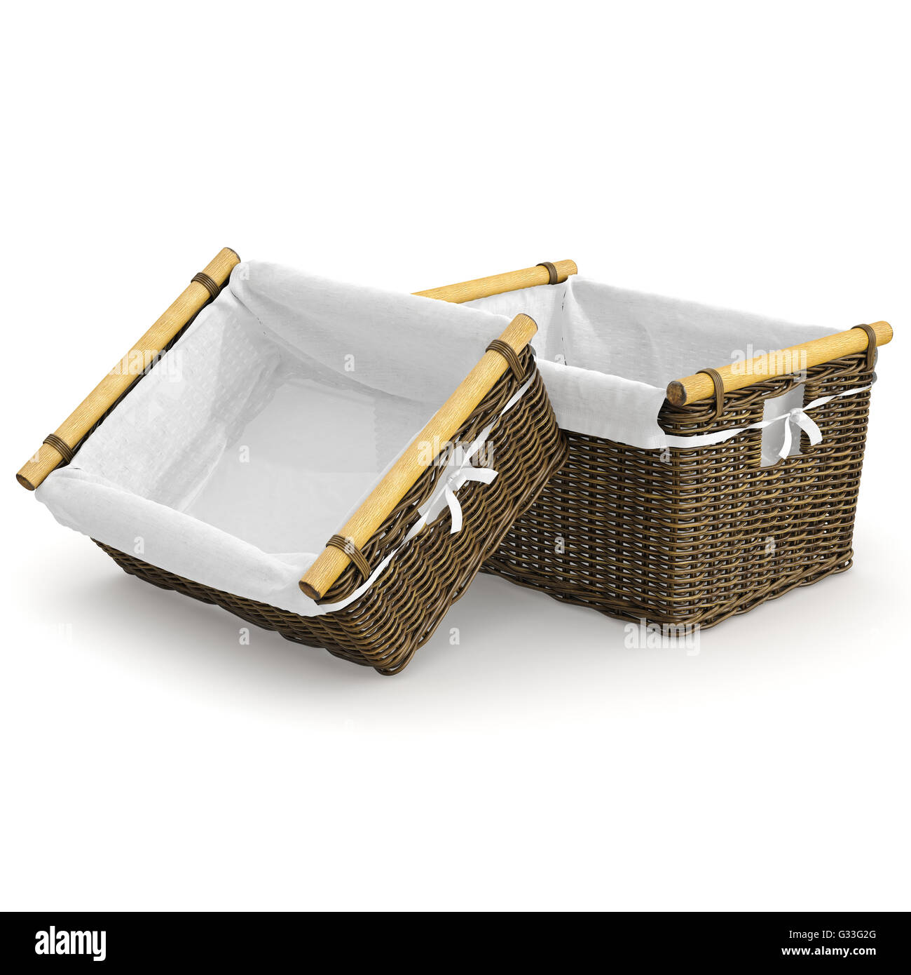 Empty wicker baskets with fabric Stock Photo - Alamy