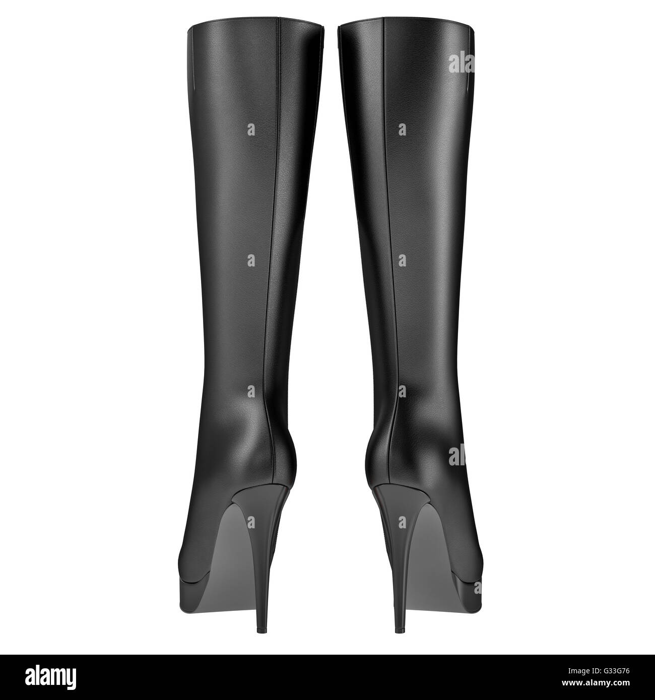 Black high boots leather, back view Stock Photo - Alamy
