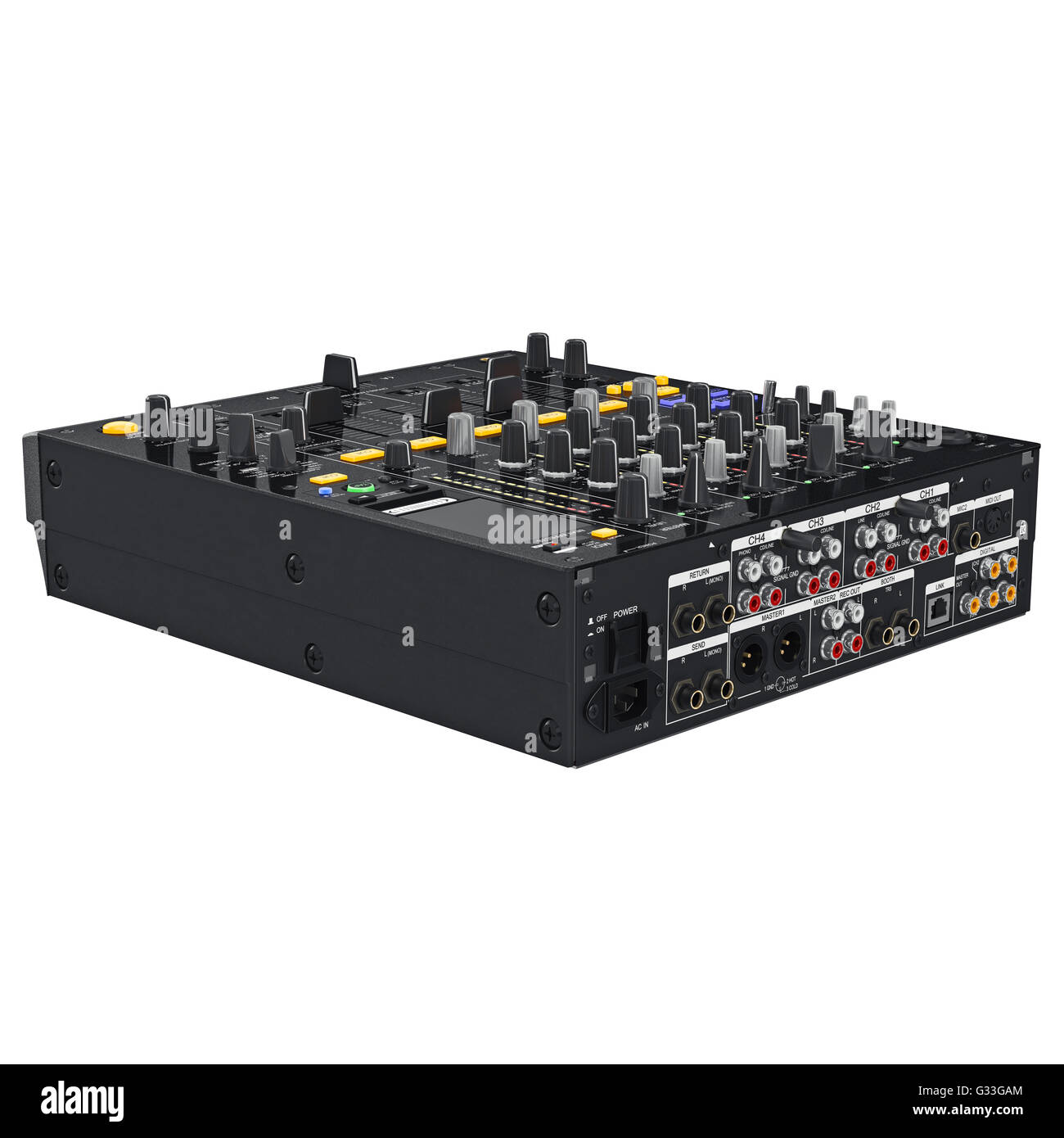 Back panel professional dj mixer Stock Photo - Alamy