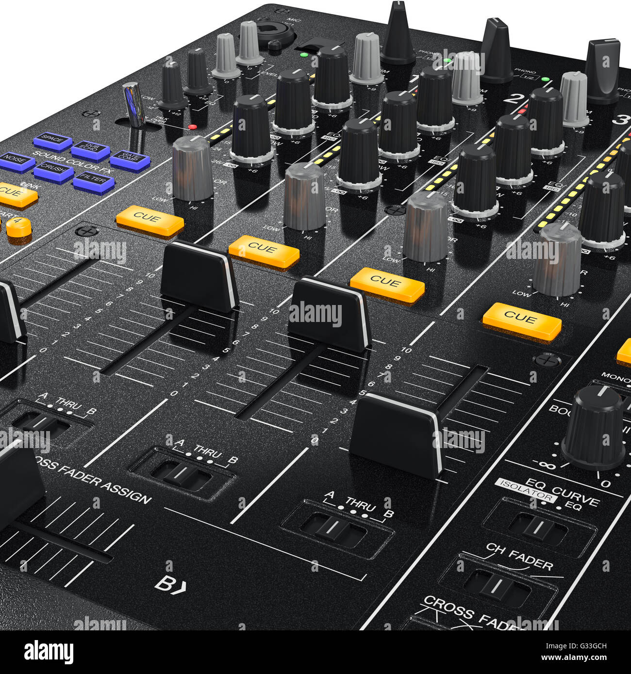 DJ mixer control panel, close view Stock Photo - Alamy