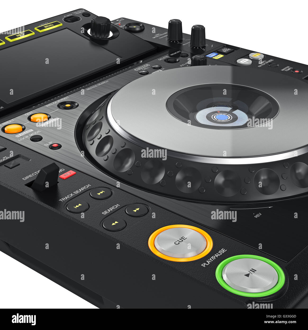 Dj music turntable mixer, close view Stock Photo - Alamy