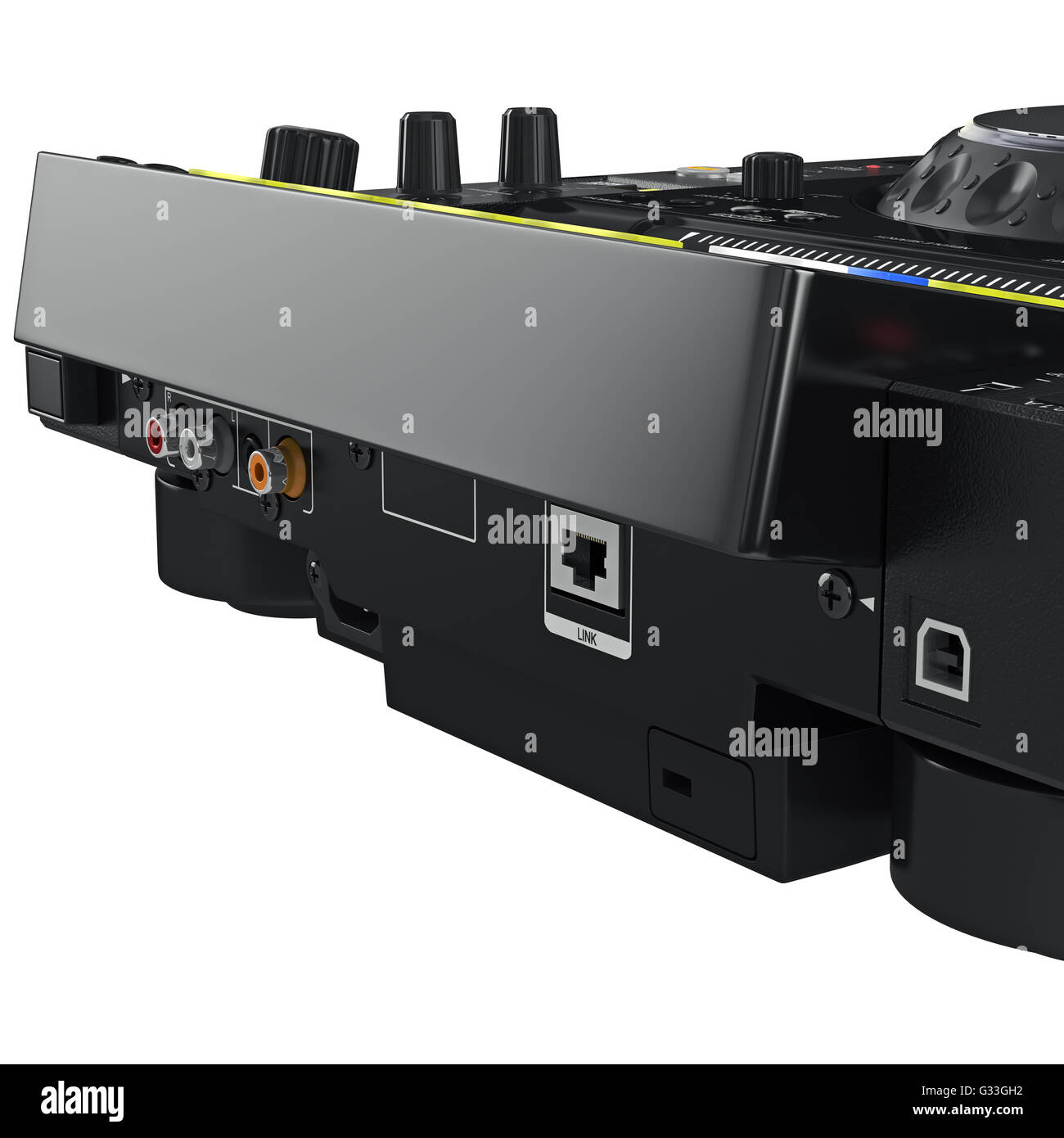 Dj mixer equipment, back view Stock Photo - Alamy