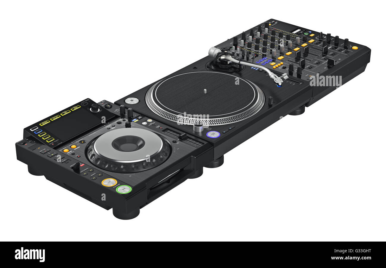 Set black dj mixer equipment Stock Photo - Alamy