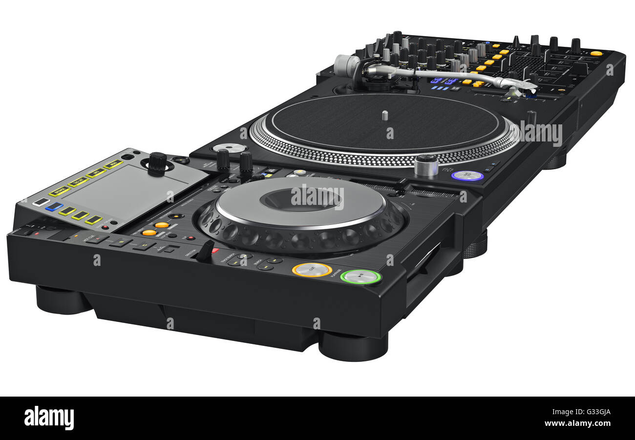 Black mixer with vinyl player Stock Photo - Alamy
