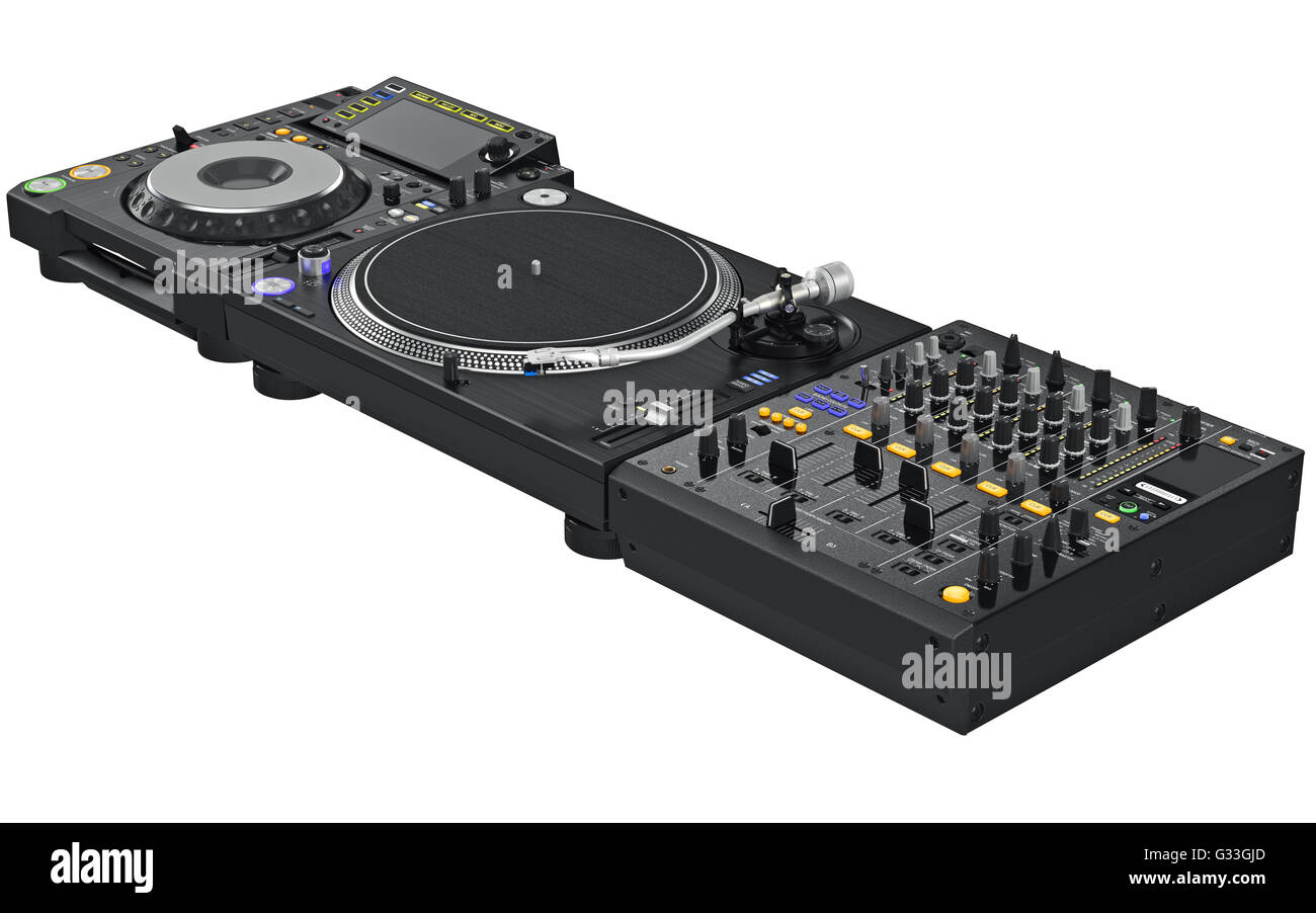 Professional table dj mixer music equipment Stock Photo - Alamy