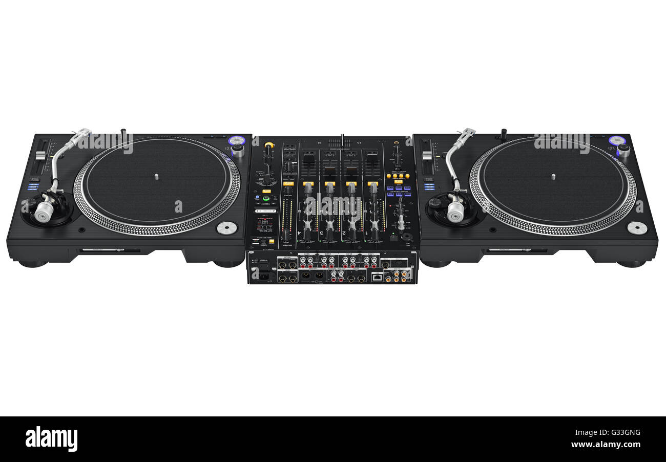 Dj table set mixer, audio equipment Stock Photo - Alamy