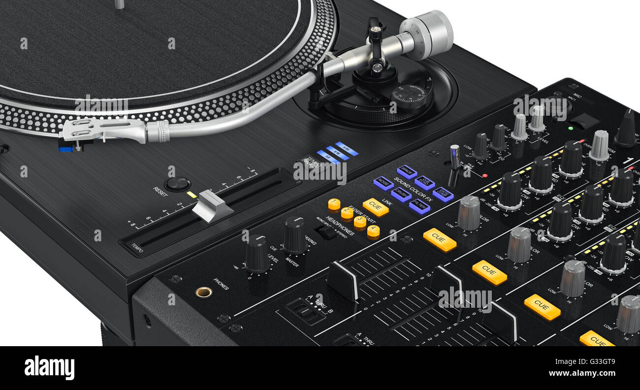 Black dj mixer, close view Stock Photo - Alamy