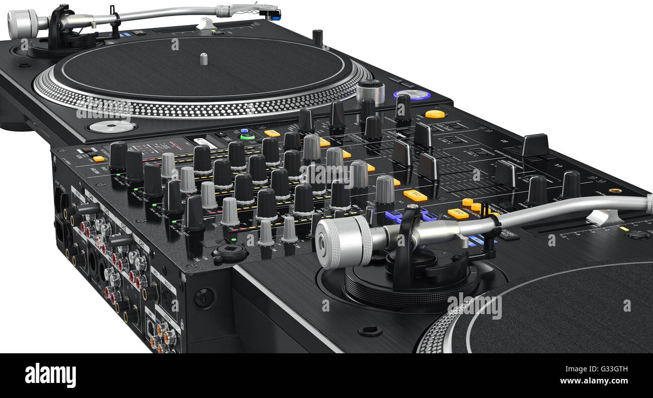 Big display, dj mixer, close view Stock Photo - Alamy