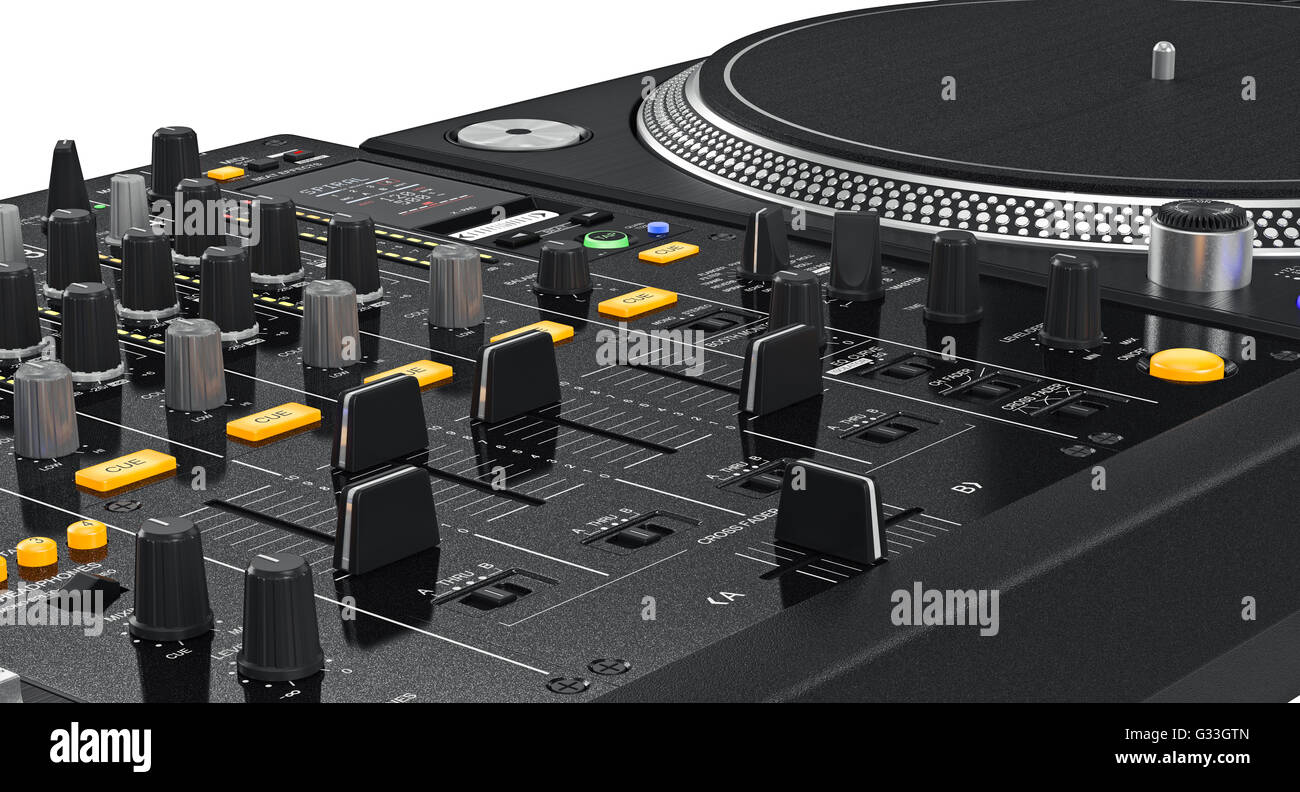 Vinyl needle dj turntable studio, close view Stock Photo - Alamy