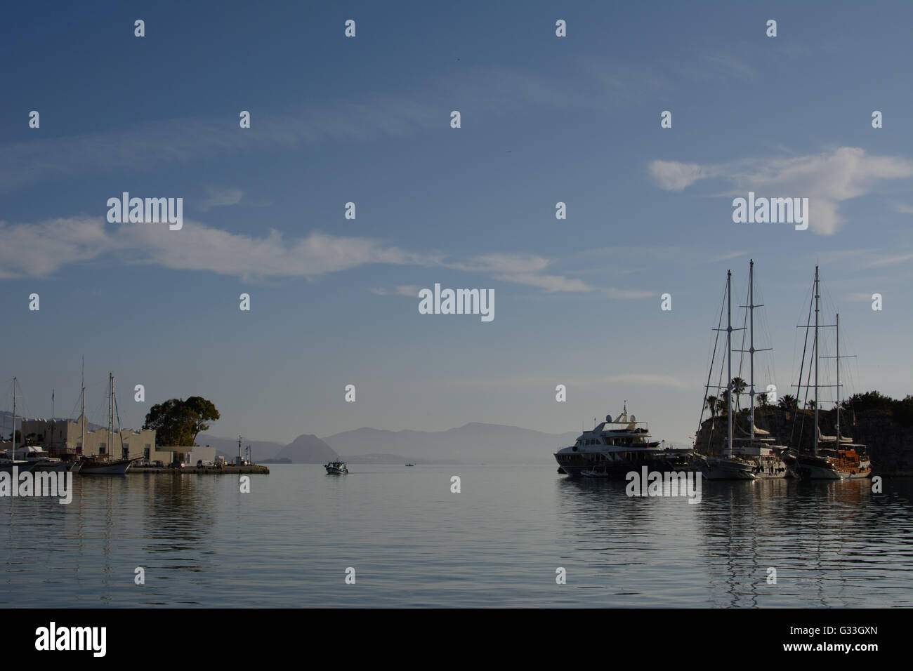 Calm see at the port of Kos Island Stock Photo - Alamy