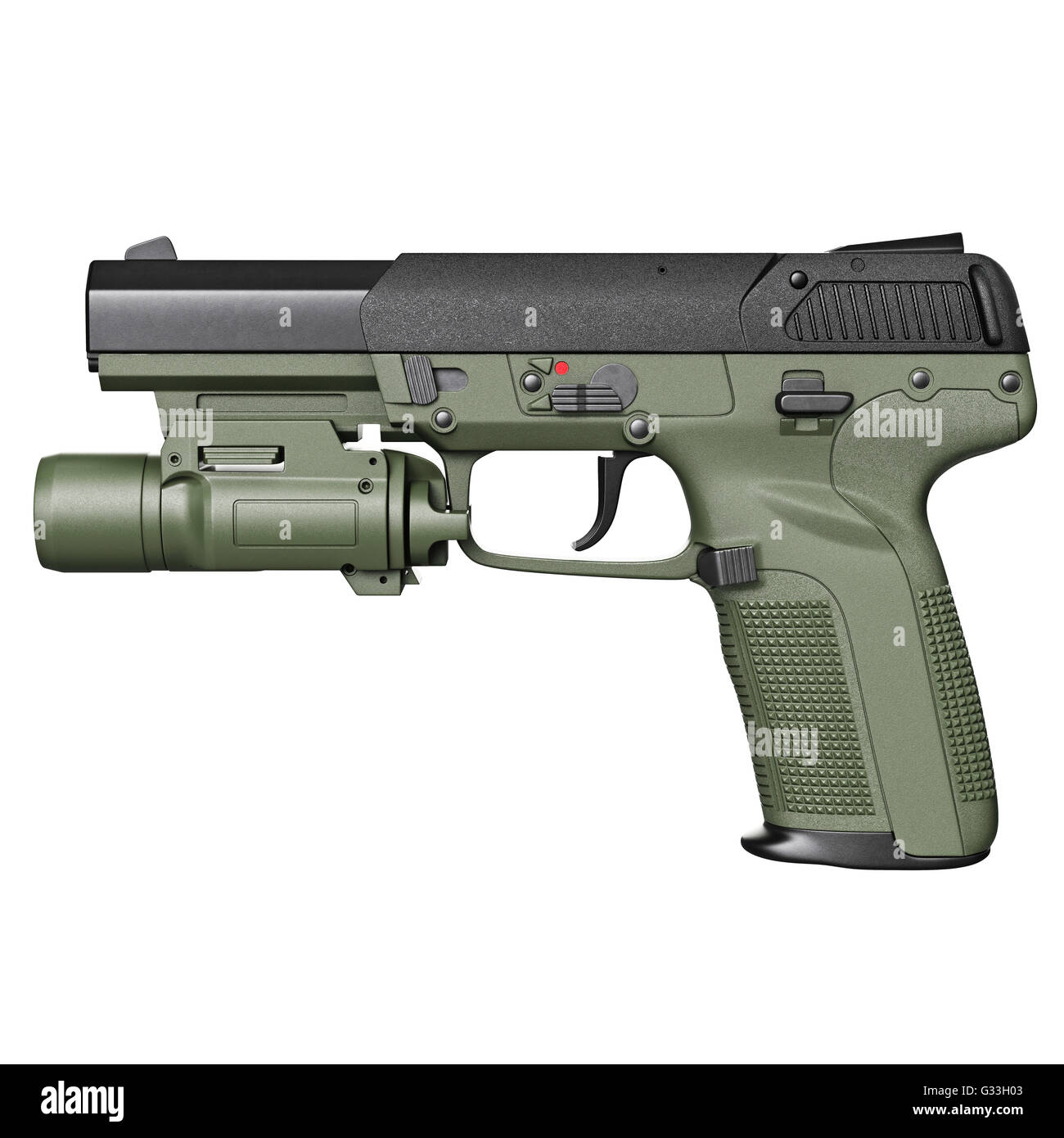 Gun green military, police, side view Stock Photo - Alamy