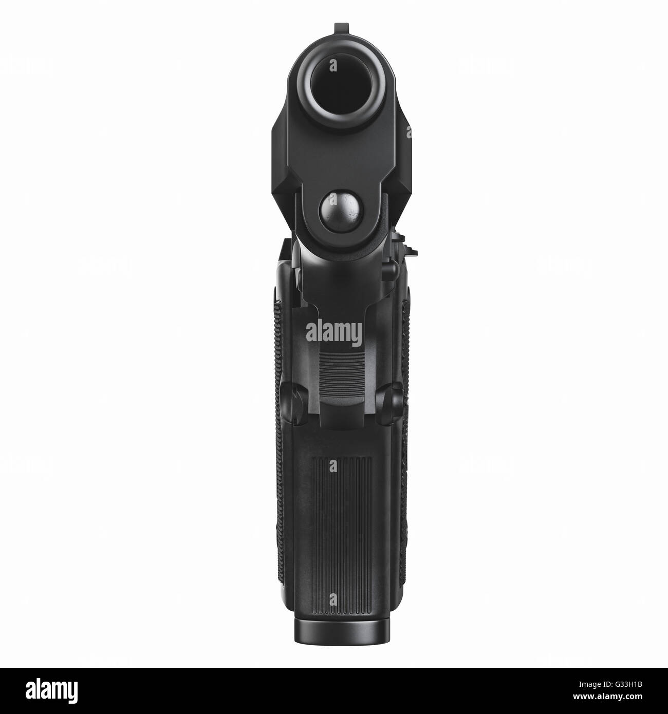 Gun metallic police, military, front view Stock Photo - Alamy