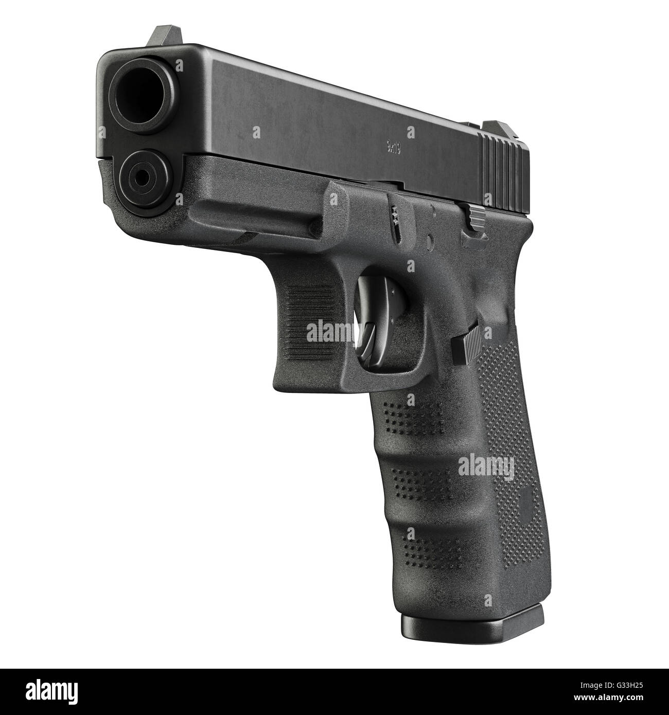 Gun metallic police, military, front view Stock Photo - Alamy