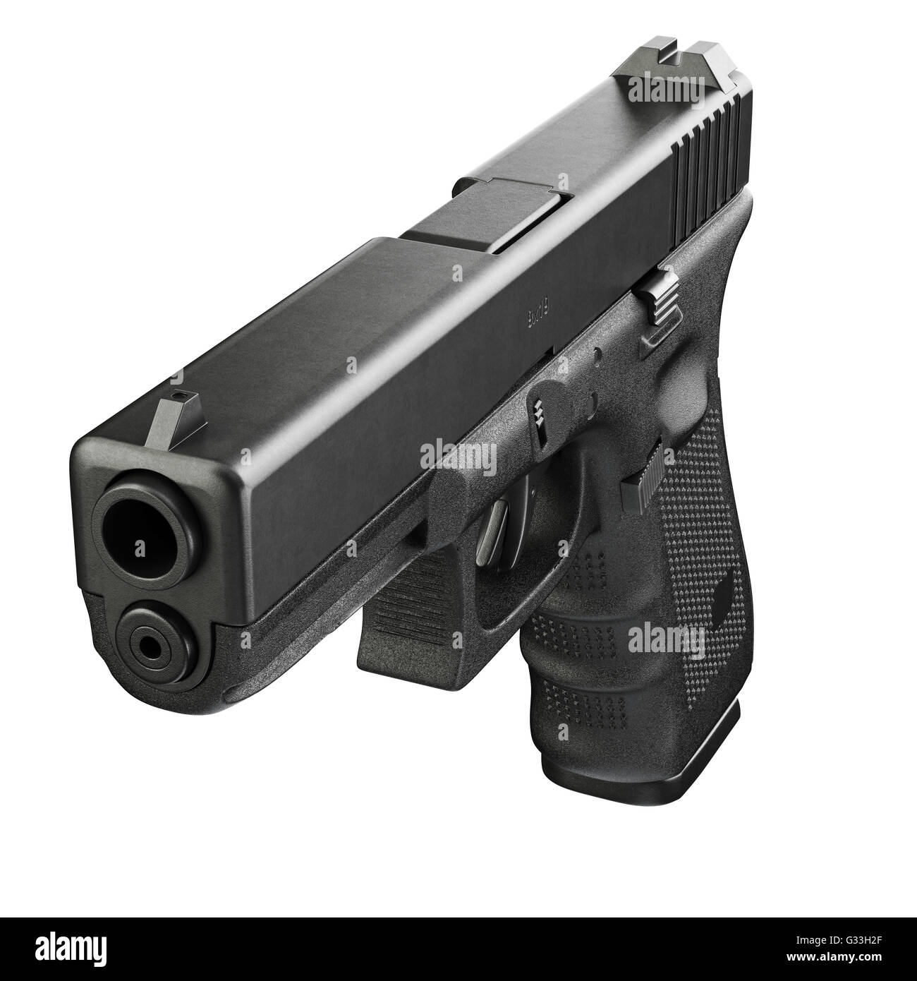 Gun metallic police, military, front view Stock Photo - Alamy
