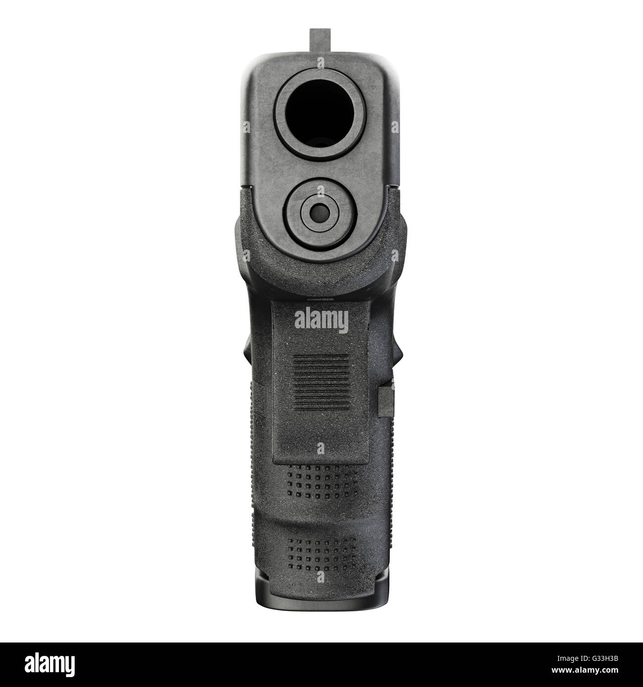Gun metallic police, military, front view Stock Photo - Alamy