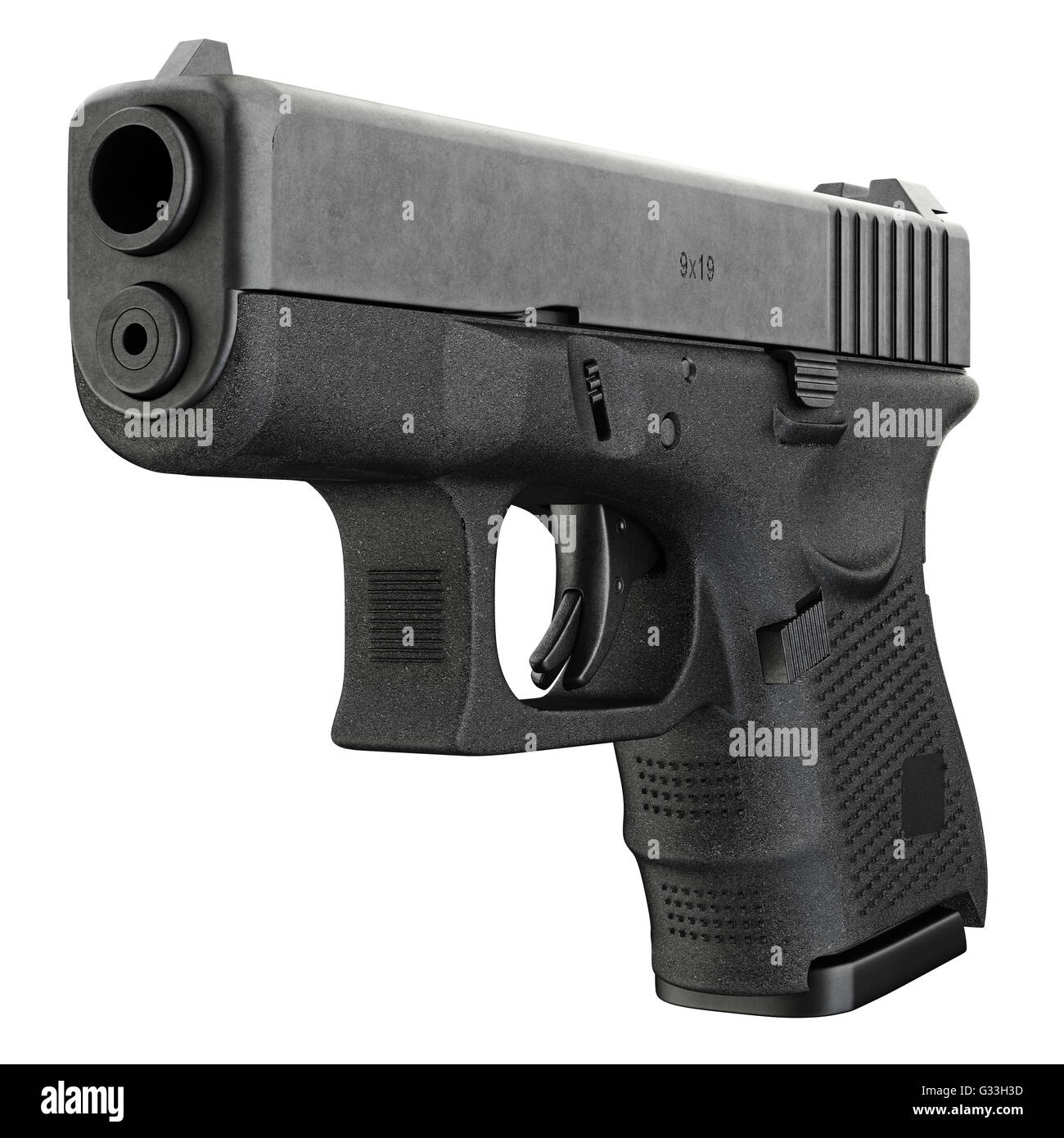 Gun metallic police, military, front view Stock Photo - Alamy