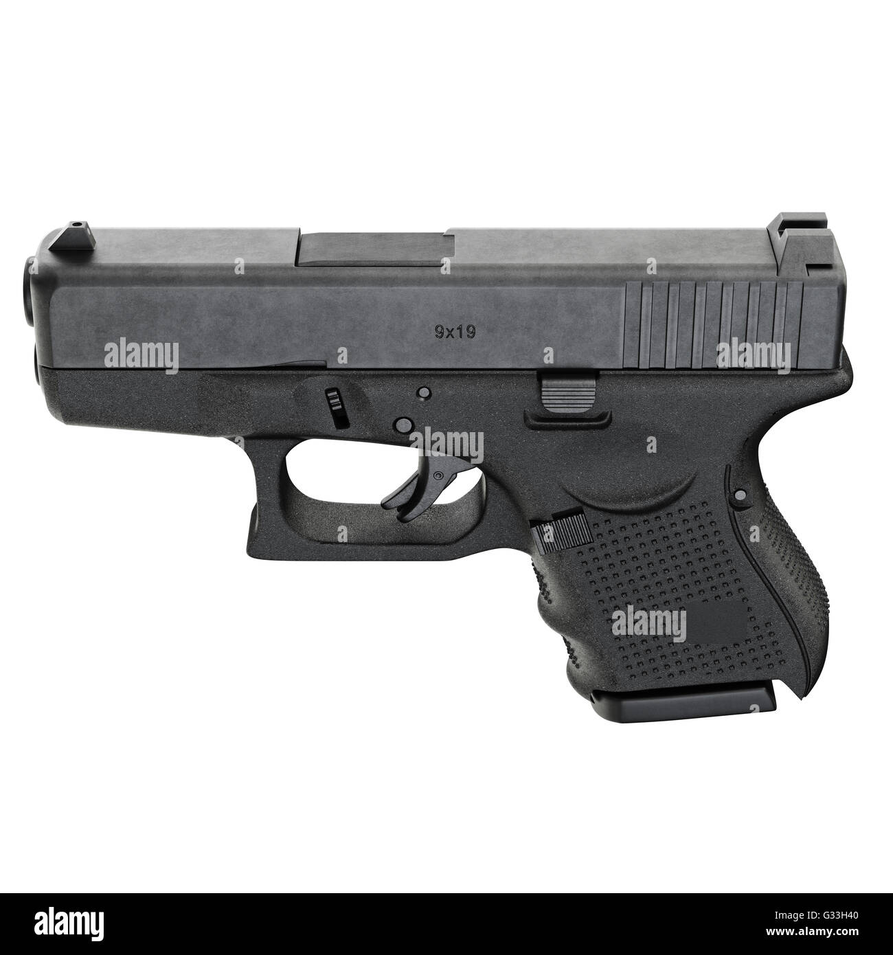 Gun metallic police, military, side view Stock Photo - Alamy
