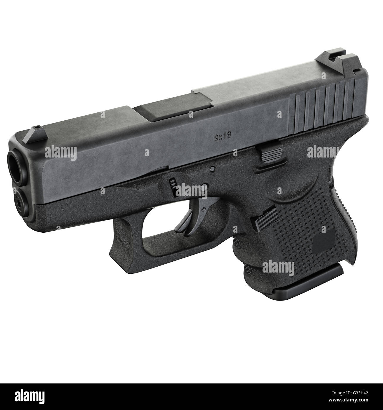 Gun metallic police, military, top view Stock Photo - Alamy