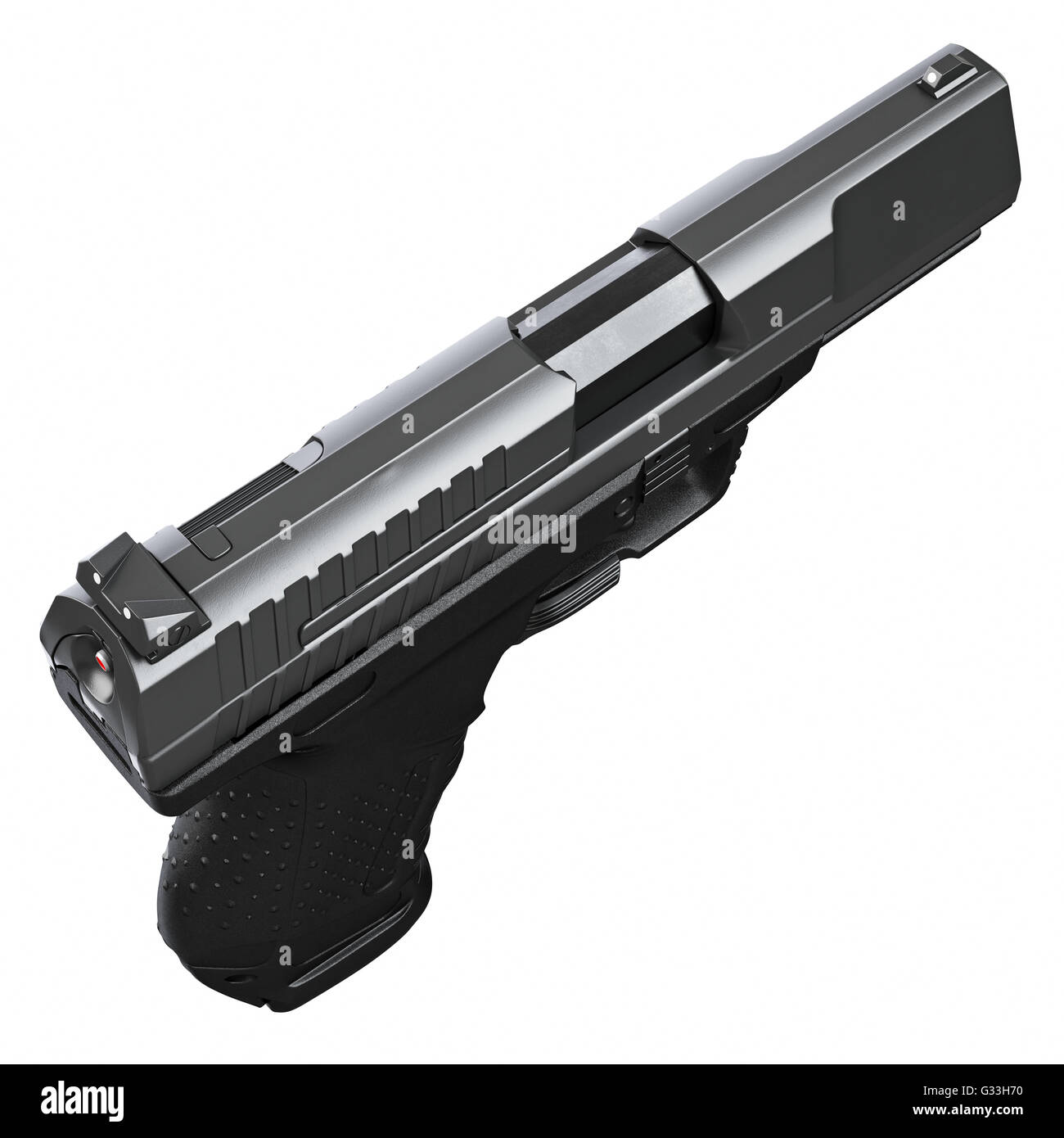 Gun metallic police, military, top view Stock Photo - Alamy