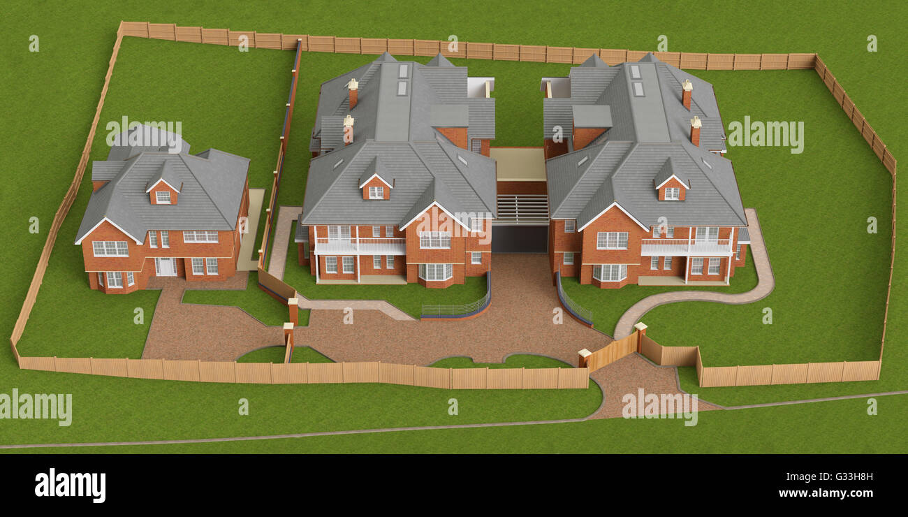 Street residential cottage, homes, top view Stock Photo - Alamy