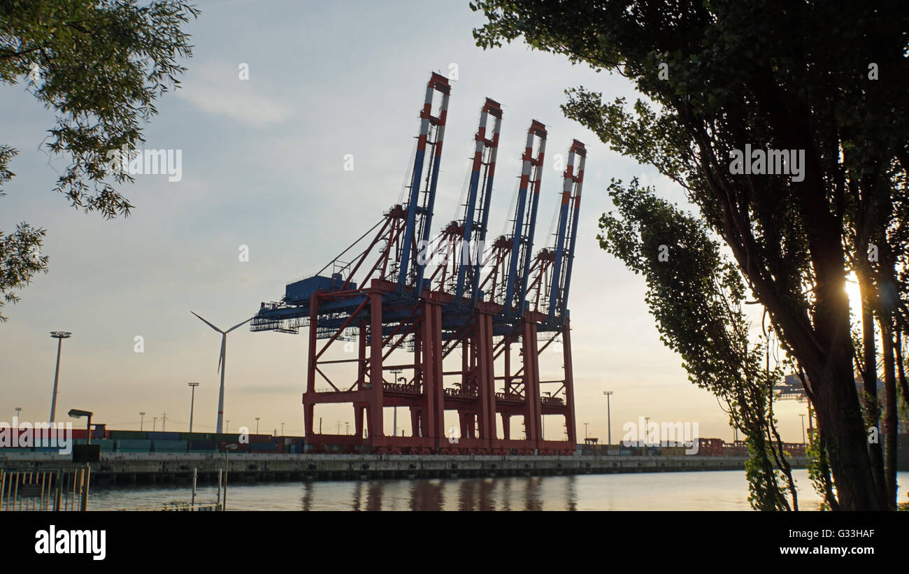 container terminal in the harbor of hamburg in germany Stock Photo - Alamy
