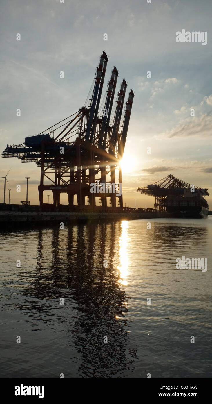container terminal in the harbor of hamburg in germany Stock Photo - Alamy