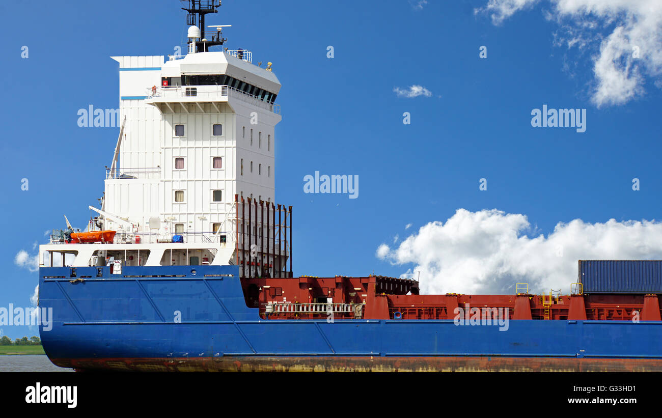 large nautical vessel on german river elbe Stock Photo - Alamy