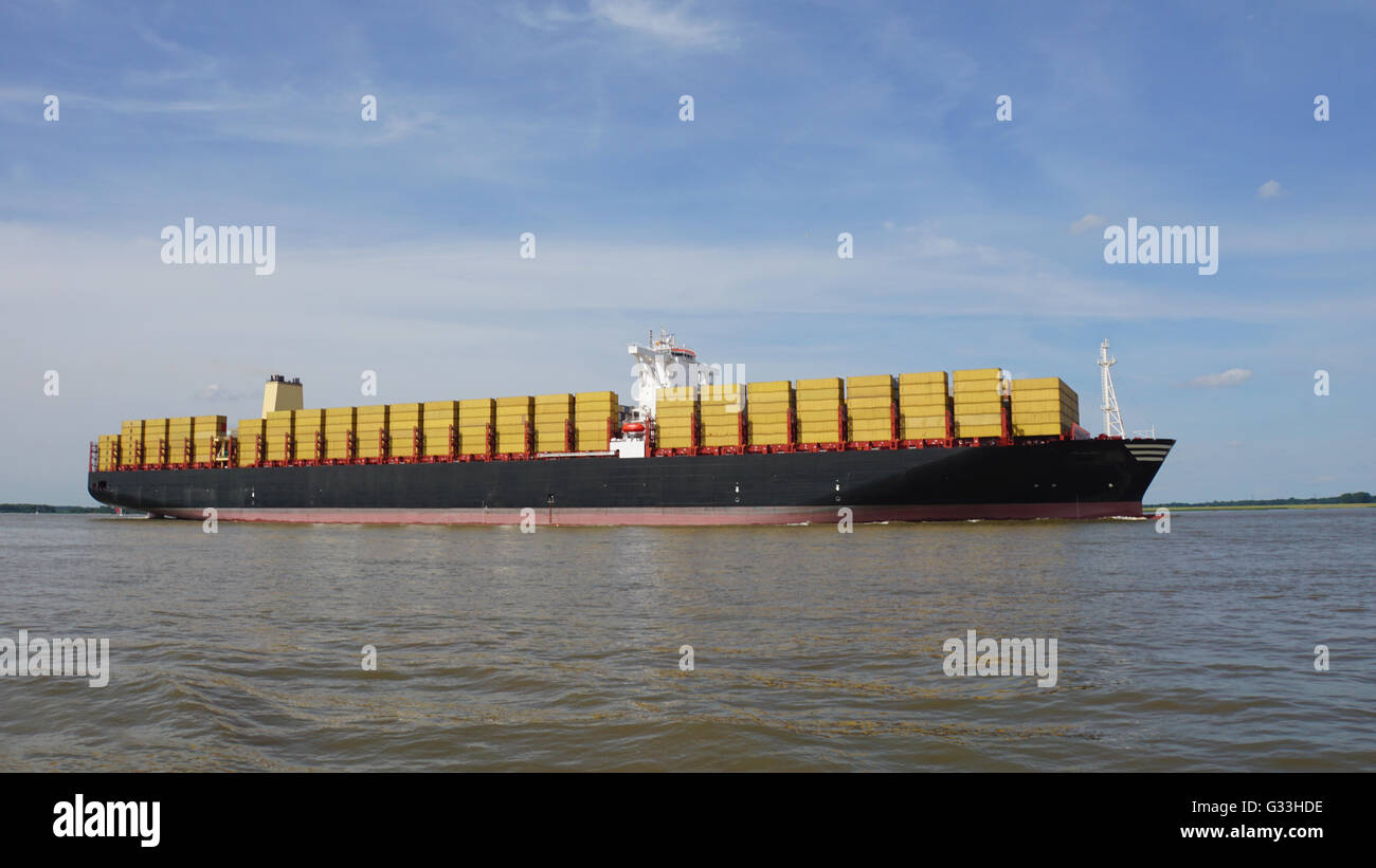 large nautical vessel on german river elbe Stock Photo - Alamy