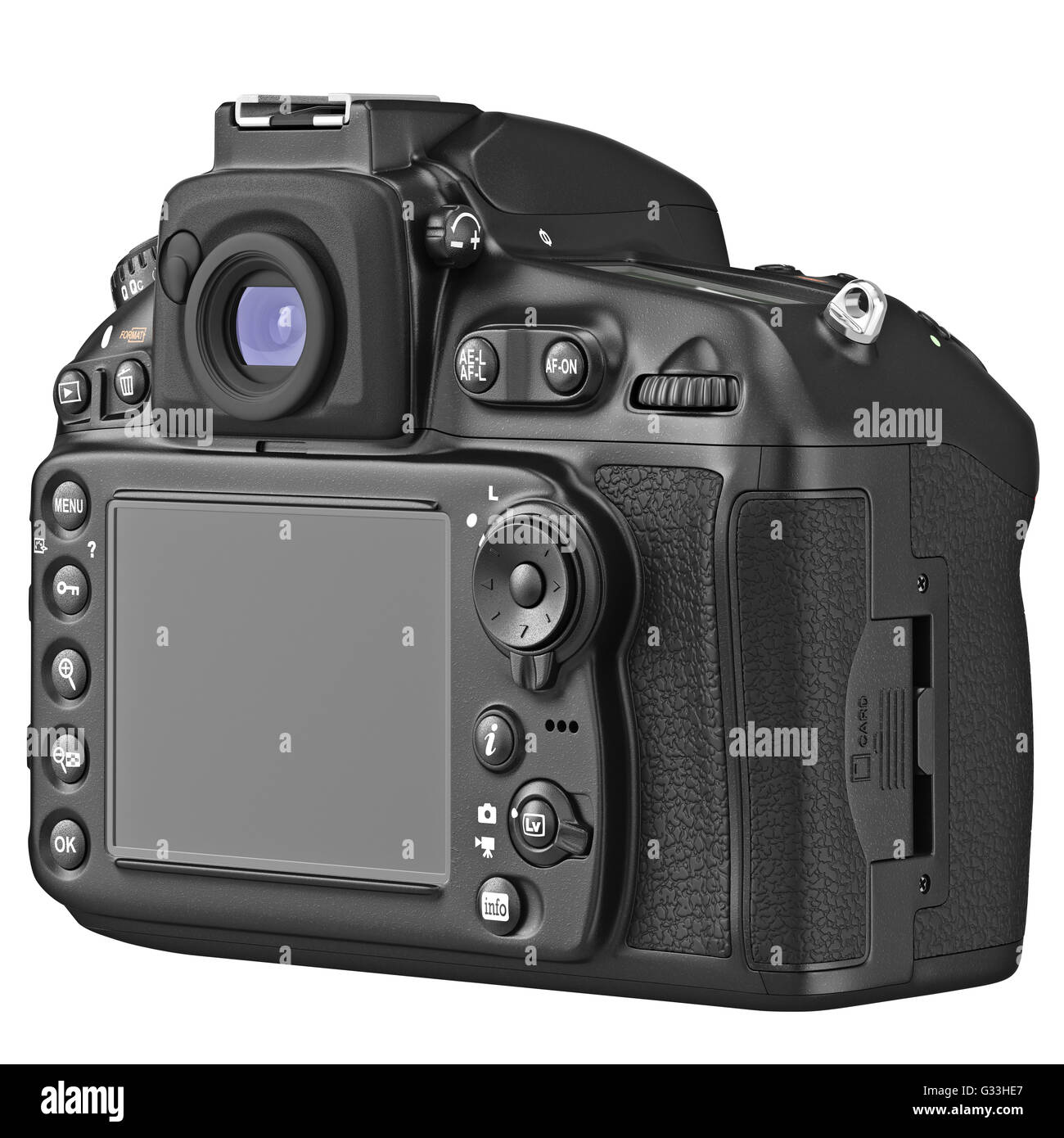 DSLR photo camera, back view Stock Photo - Alamy