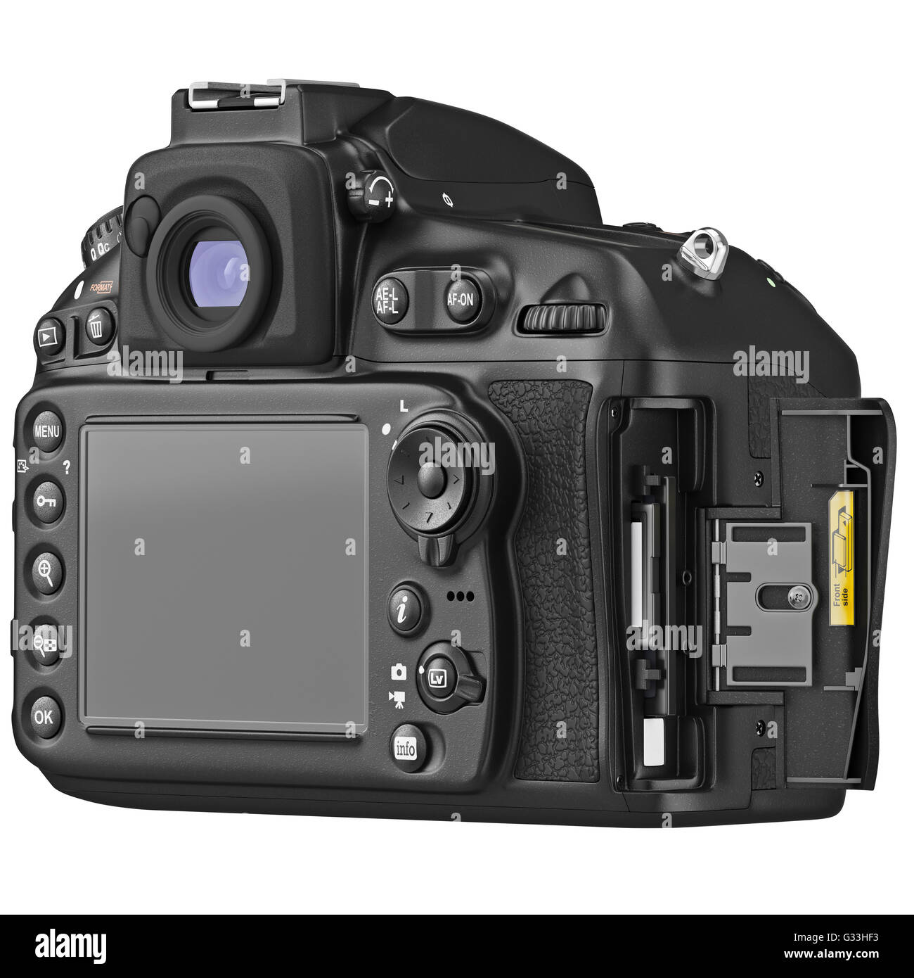 DSLR camera, LCD display, cap open Stock Photo - Alamy