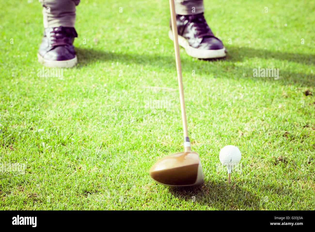 detail of a driver club and a golf ball on a golf course Stock Photo ...