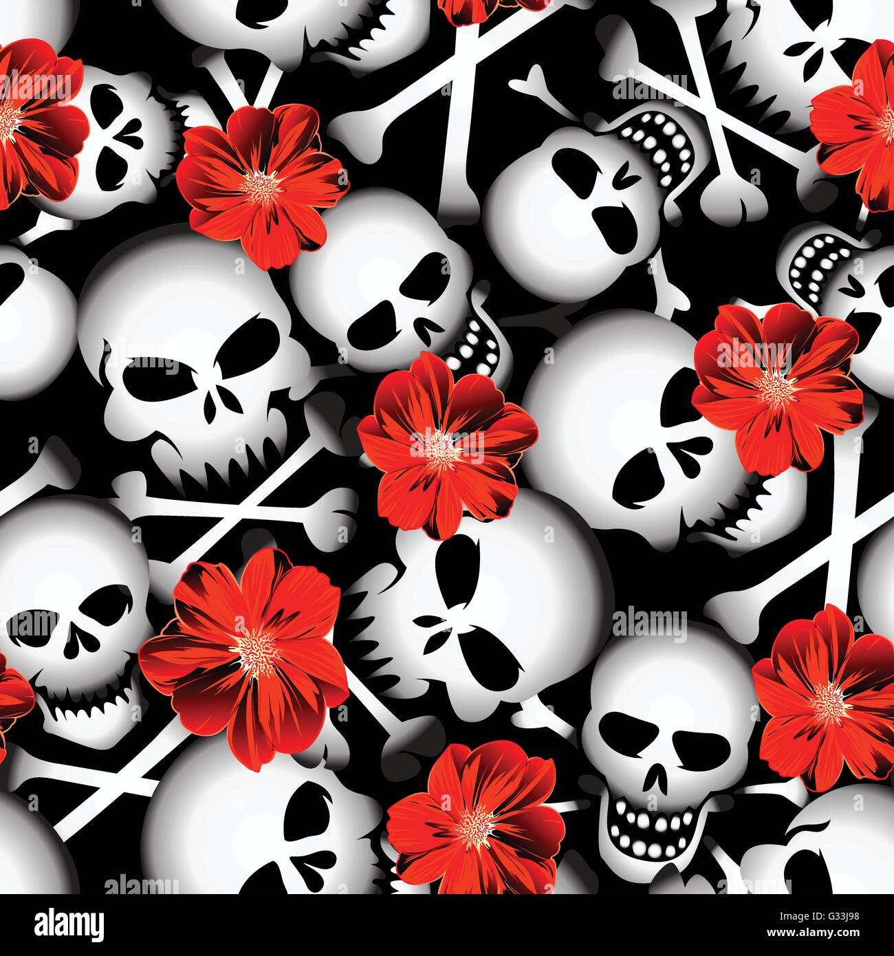 Skulls seamless pattern Stock Vector Images - Alamy