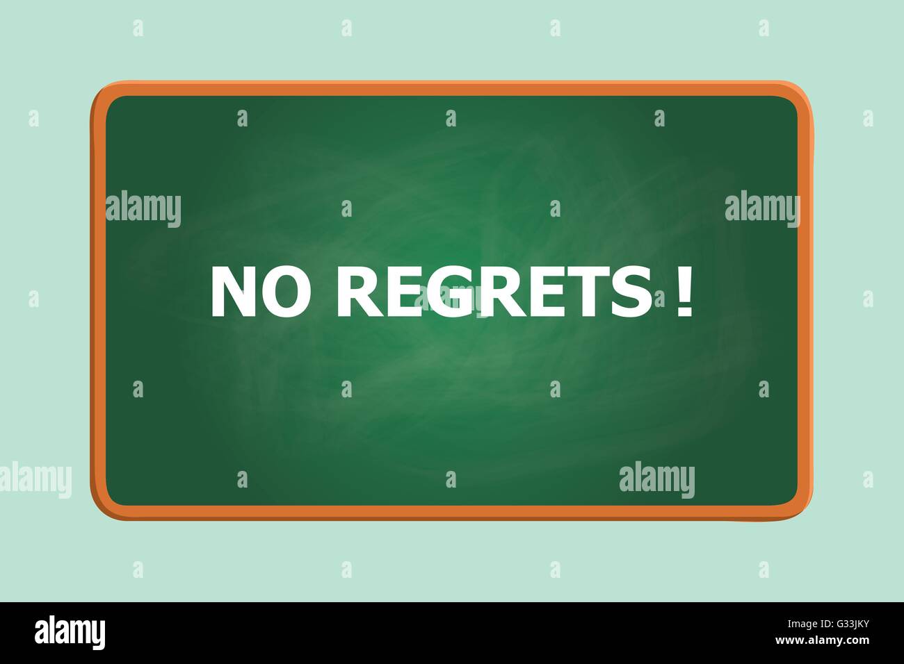 no regrets text with green board chalk effect vector graphic Stock ...