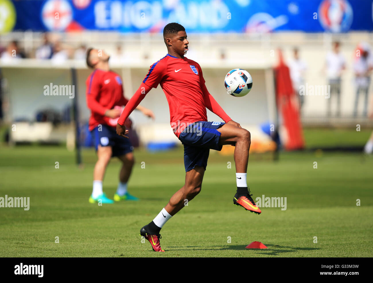 England's Marcus Rashford during a training session at Stade de ...