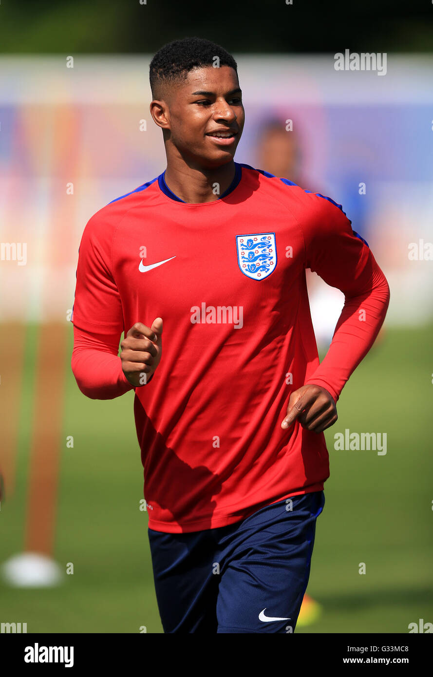 England's Marcus Rashford during a training session at Stade de ...