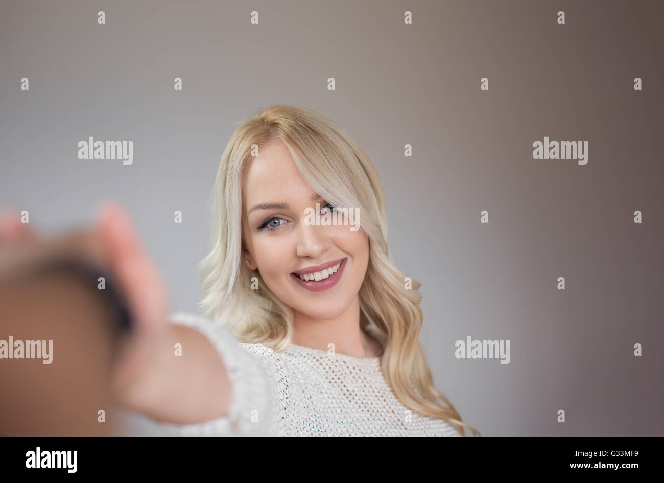 Beautiful model with wide smile Stock Photo - Alamy