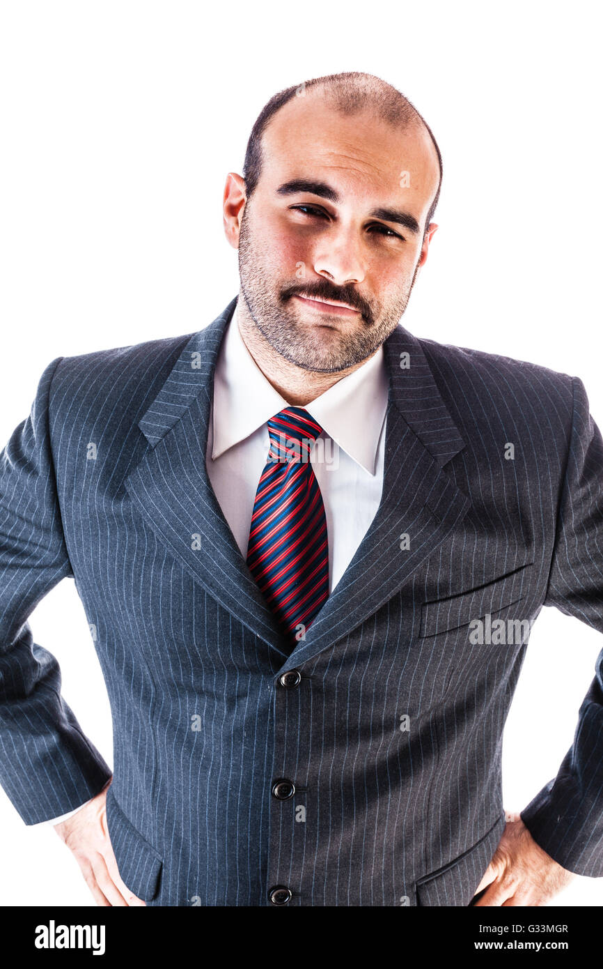 portrait of a classy businessman wearing a suit isolated over a white ...