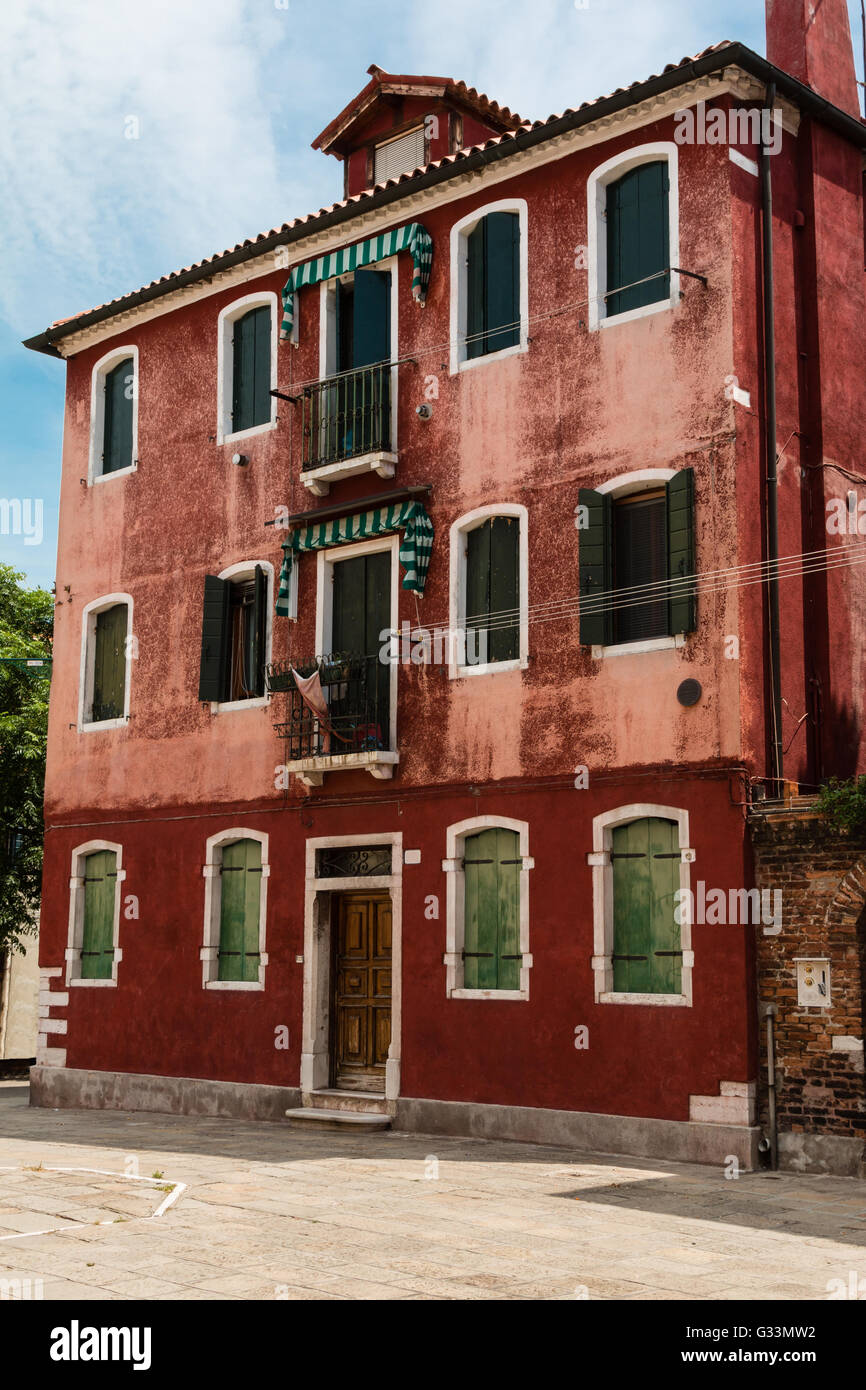 Ancient Red Facade in Murano Island near Venice, Italy Stock Photo - Alamy