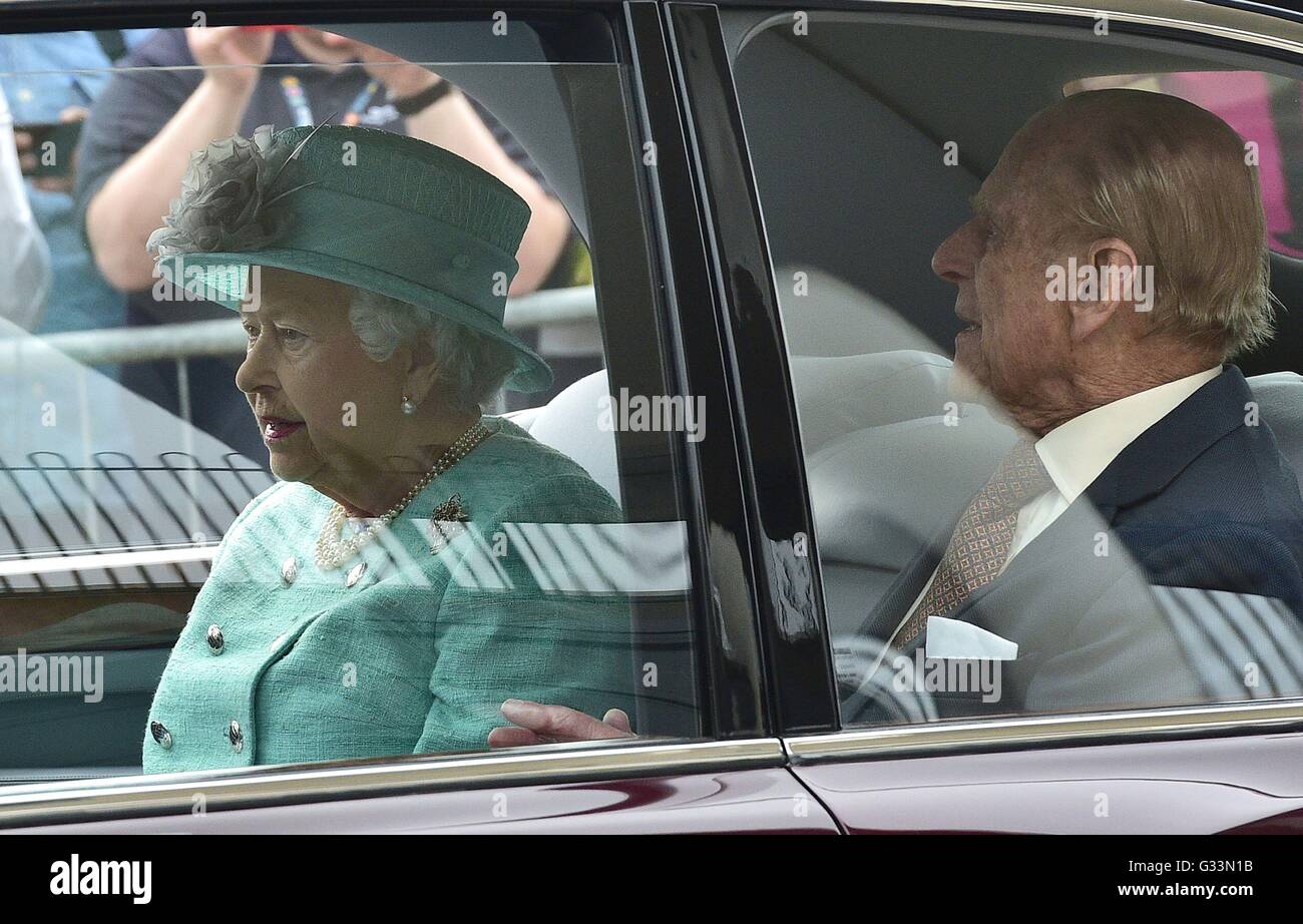 Queen Elizabeth II and the Duke of Edinburgh depart Cardiff Central ...