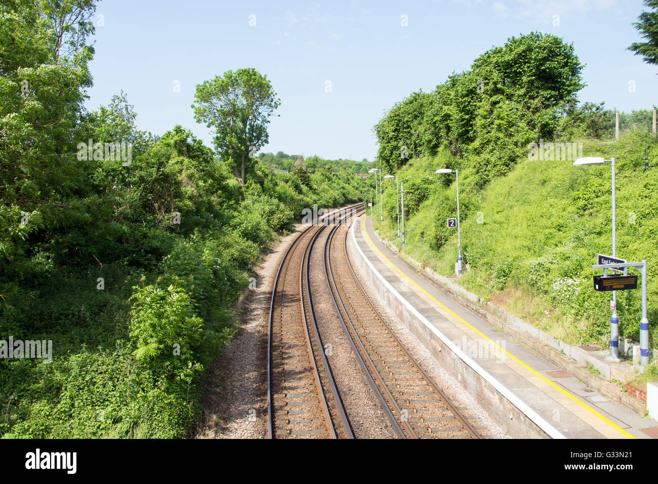 The lines of a railway going into the distance Stock Photo - Alamy