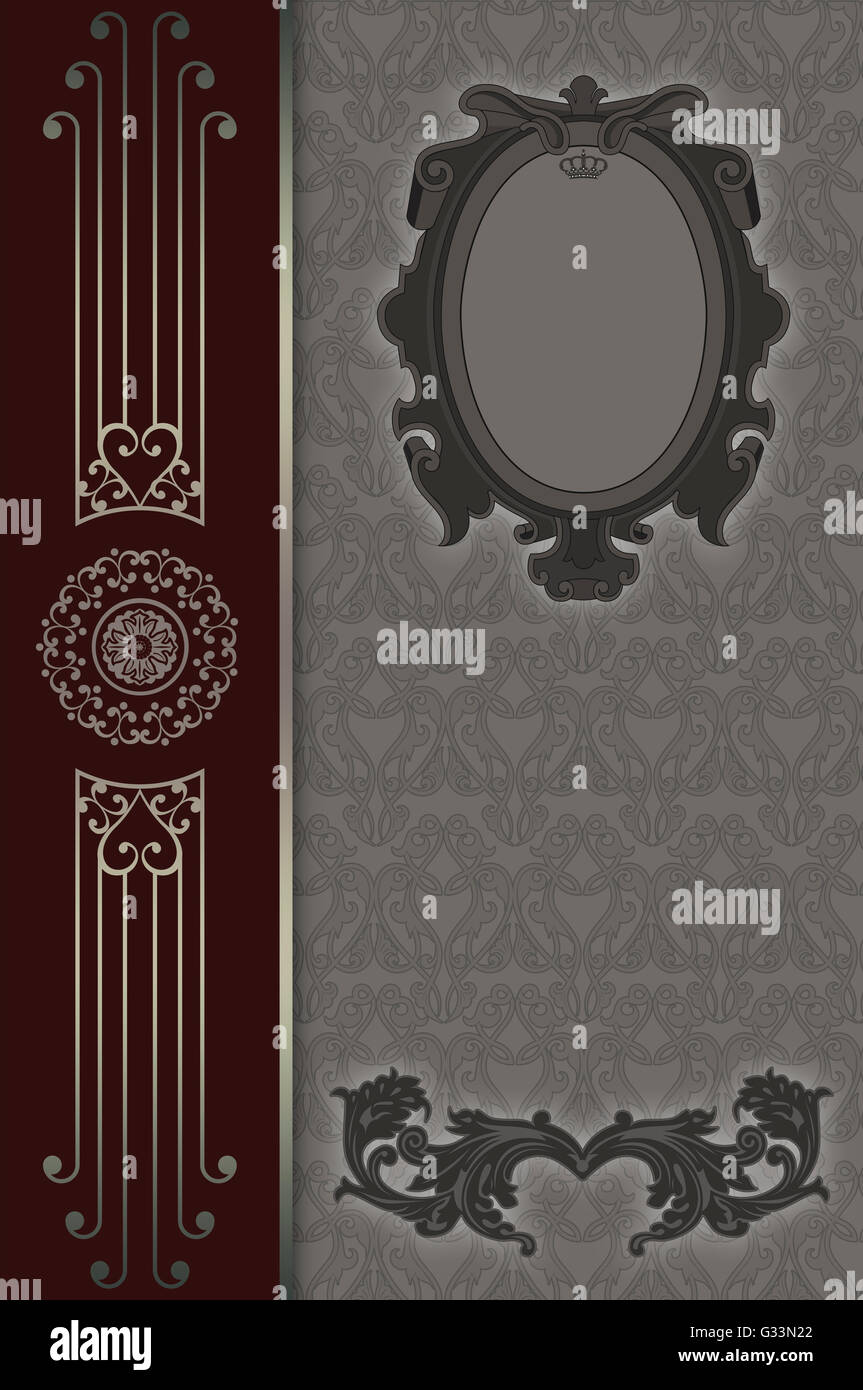 Vintage background with old-fashioned frame and elegant decorative ...