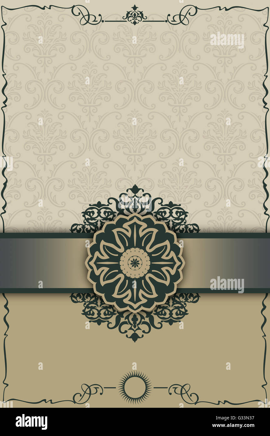 Vintage background with old-fashioned patterns and decorative border ...