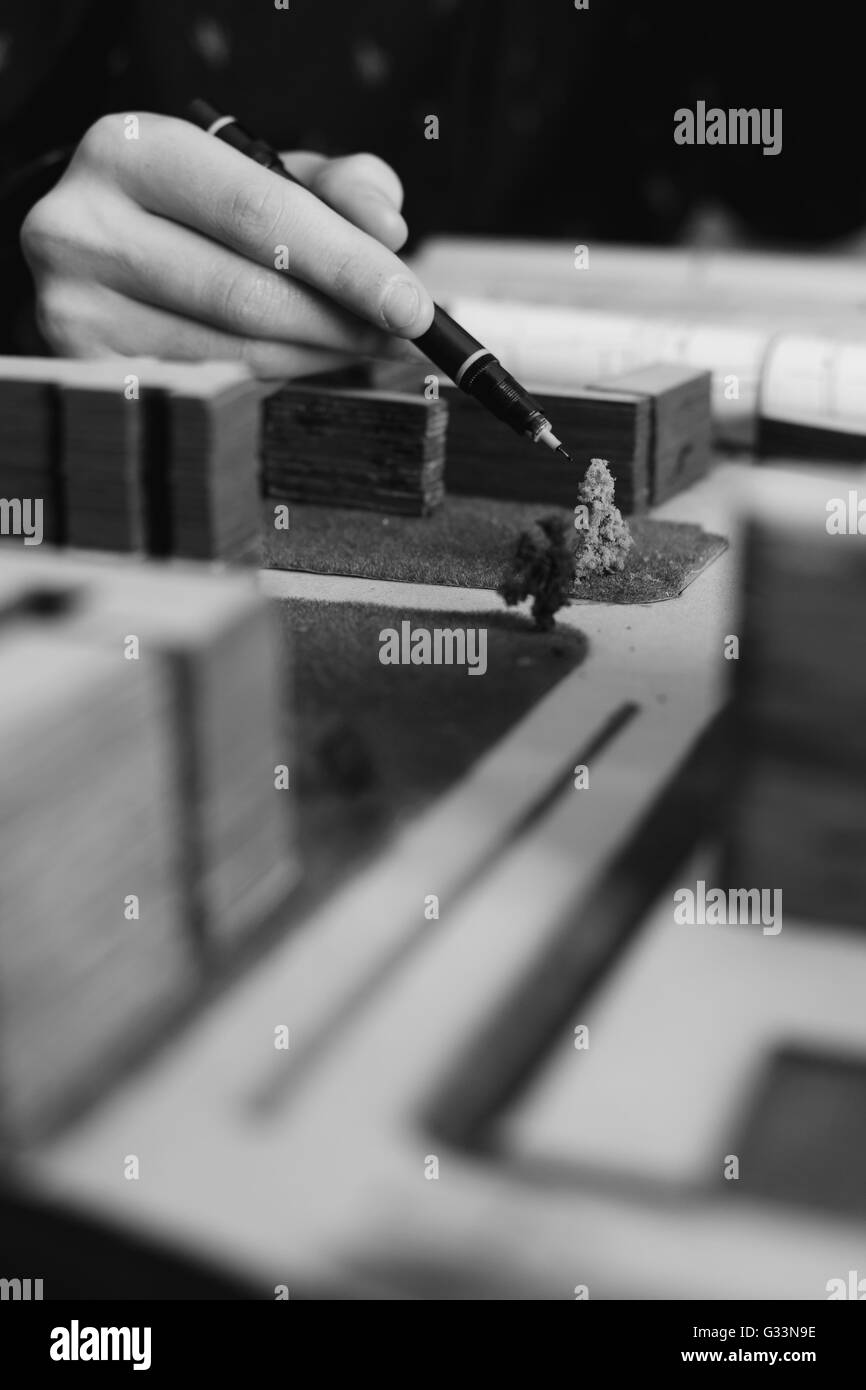 Architectural Project Building Model And Drafting Tools On