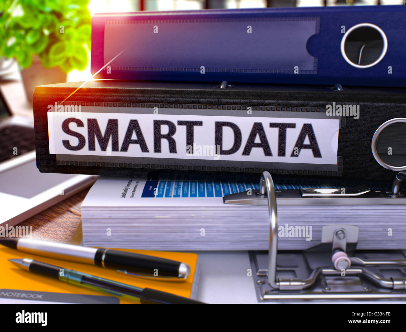 Smart Data on Black Ring Binder. Blurred, Toned Image Stock Photo - Alamy