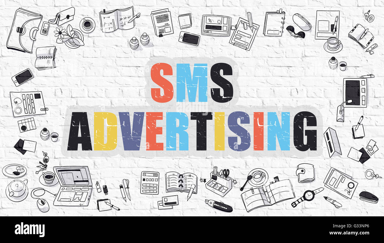 SMS Advertising in Multicolor. Doodle Design Stock Photo - Alamy