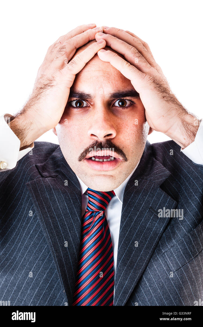 portrait of a scared businessman isolated over a white background Stock ...