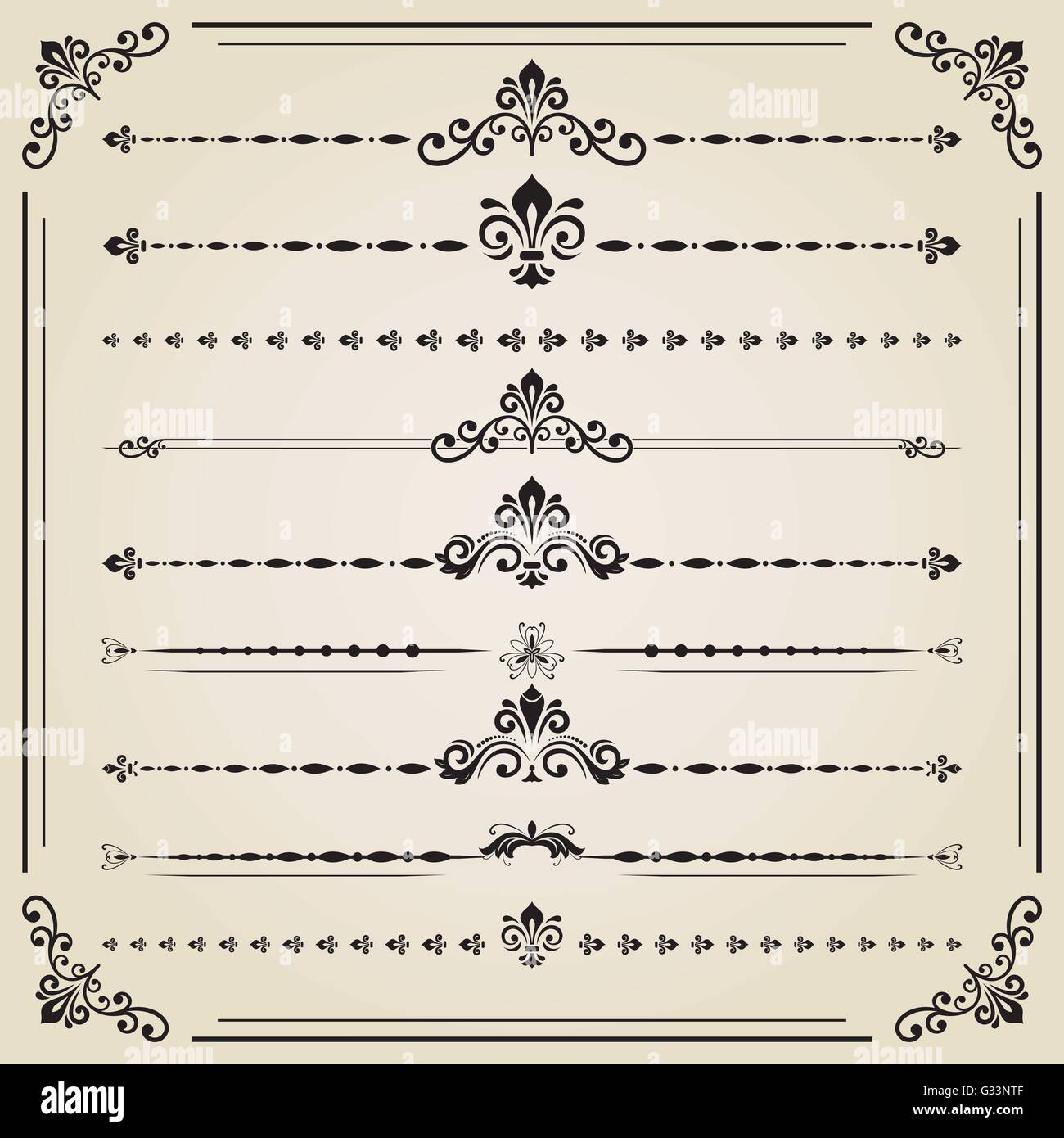 Vintage Set of Horizontal Elements Stock Vector Image & Art - Alamy
